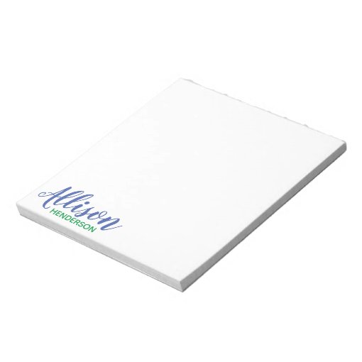 Any Color - Script & Block Personalized Notepad | Zazzle