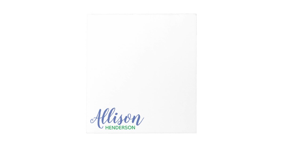 Any Color - Script & Block Personalized Notepad | Zazzle