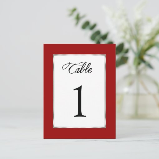 Any Color Table Number Simple Silver Frame | Zazzle