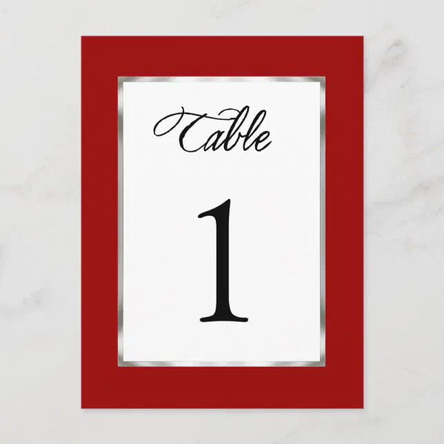Any Color Table Number Simple Silver Frame | Zazzle