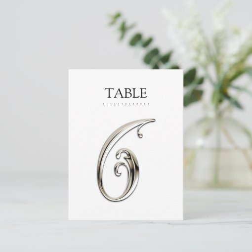 Any Color Table Numbers Fancy Silver | Zazzle