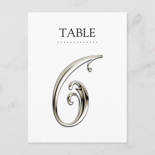Any Color Table Numbers Fancy Silver | Zazzle