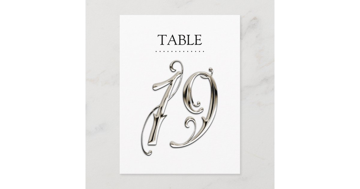 Any Color Table Numbers Fancy Silver | Zazzle