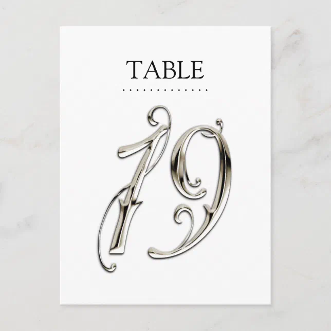 Any Color Table Numbers Fancy Silver | Zazzle