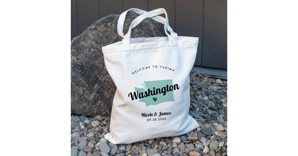 Any Color Washington State Map Wedding Welcome Bag | Zazzle