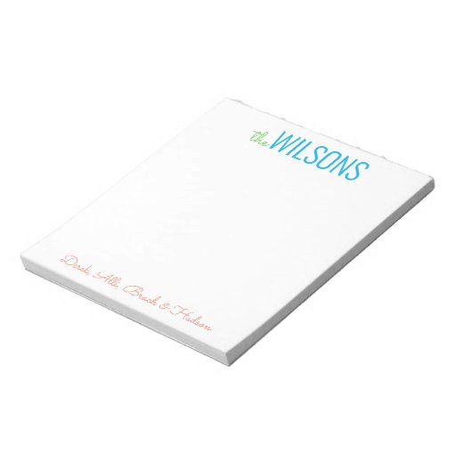 Any Colors - Block & Script Family Notepad | Zazzle