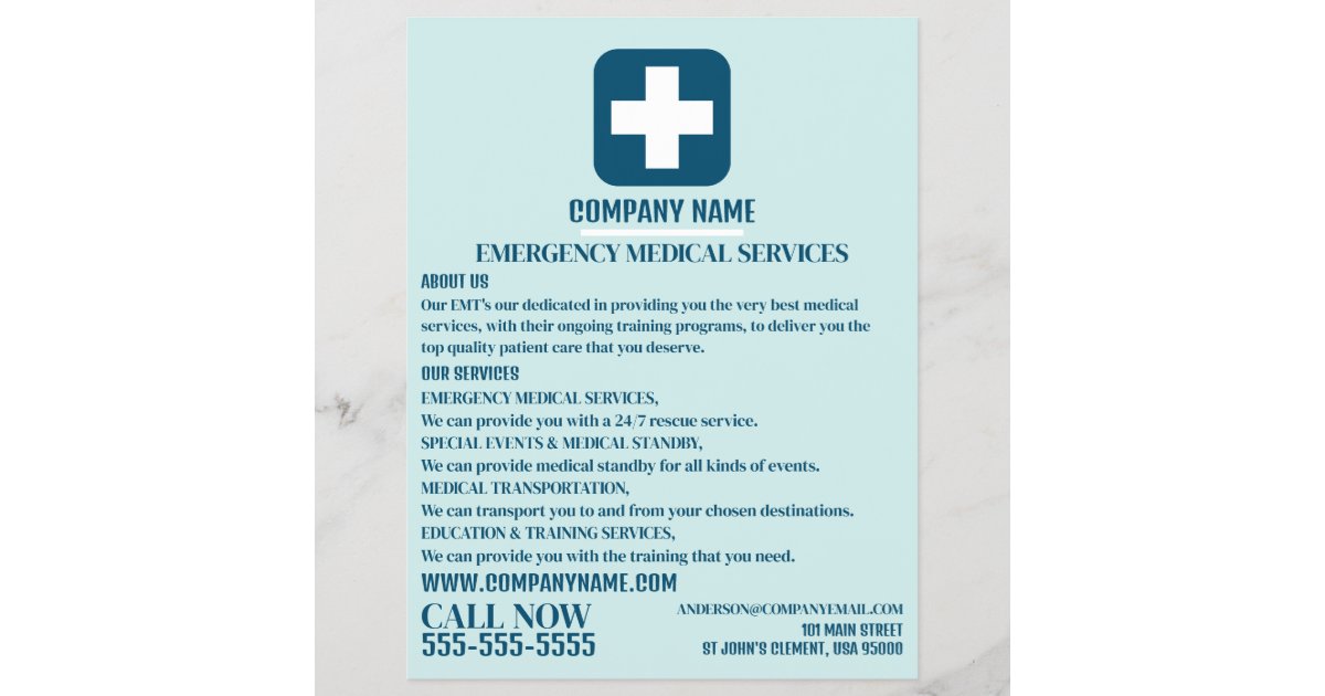 Any Colour Medical Symbol, EMT, Paramedic Flyer | Zazzle