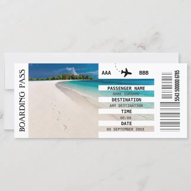ANY destination boarding pass getaway DIY photo Invitation | Zazzle