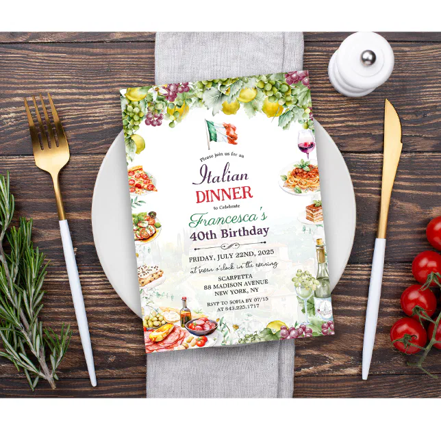 ANY EVENT - Italian Dinner Birthday Invitation | Zazzle