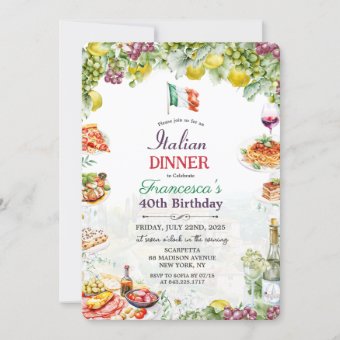 ANY EVENT - Italian Dinner Birthday Invitation | Zazzle