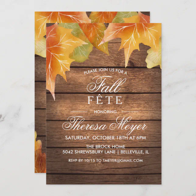 ANY EVENT - Rustic Autumn Fall Leaves Invitation | Zazzle