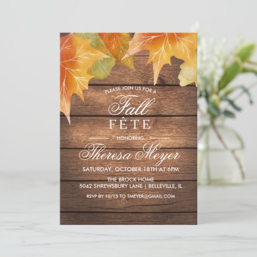 ANY EVENT - Rustic Autumn Fall Leaves Invitation | Zazzle