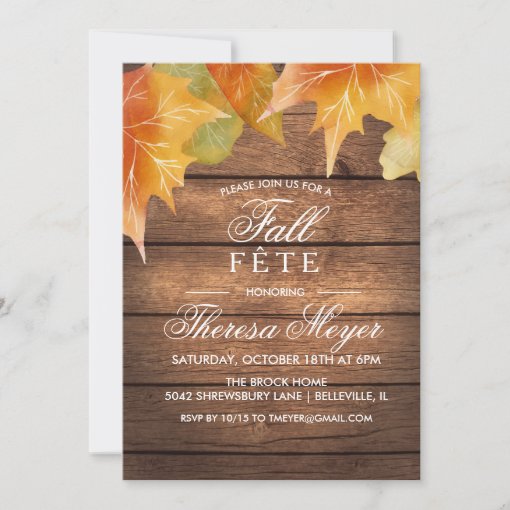 ANY EVENT - Rustic Autumn Fall Leaves Invitation | Zazzle