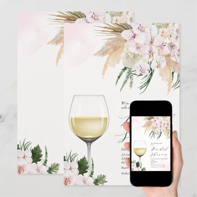 ANY EVENT - Wine Glass Floral Invitation | Zazzle