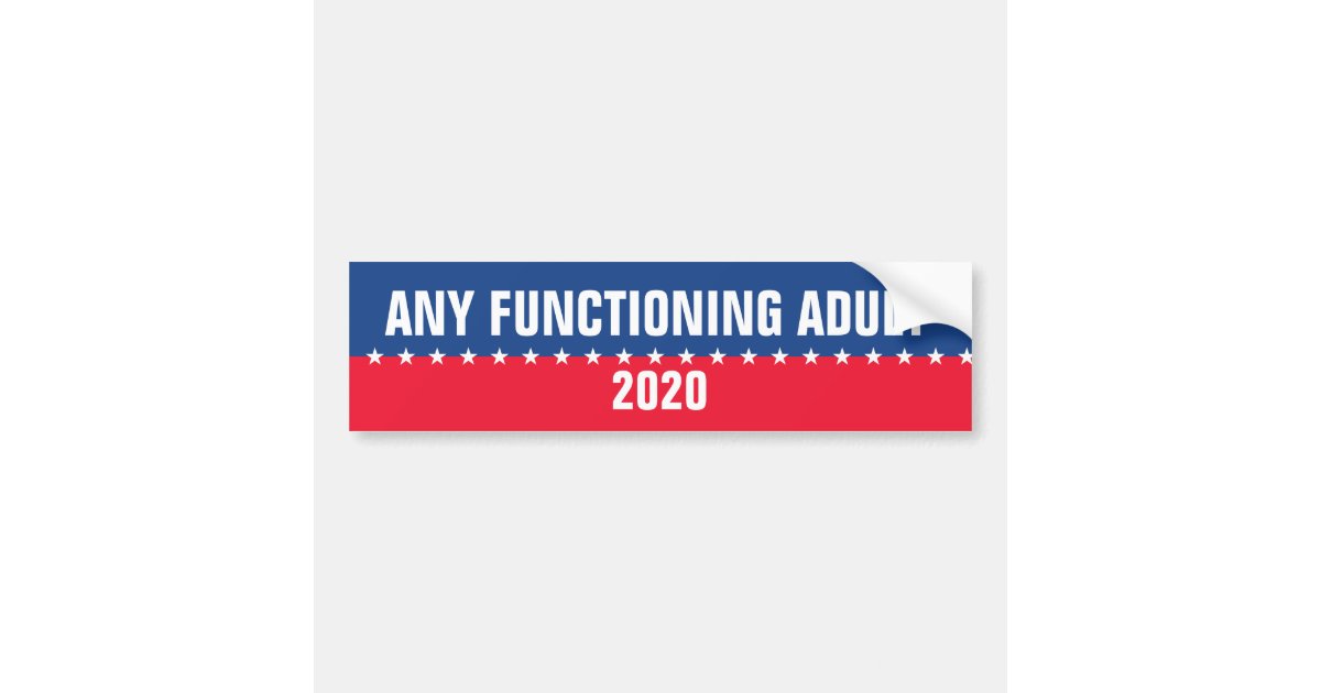 Any Functioning Adult 2020 Bumper Sticker | Zazzle