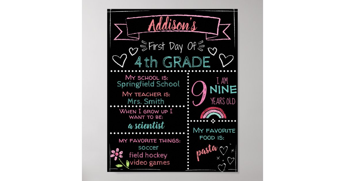 ANY GRADE Customizable First Day of School Sign | Zazzle