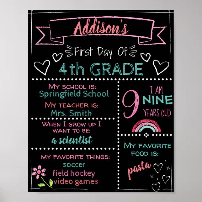 ANY GRADE Customizable First Day of School Sign | Zazzle
