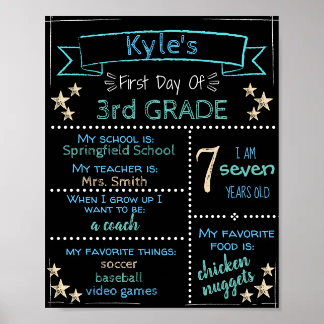 ANY GRADE Personalized First Day of School Sign | Zazzle