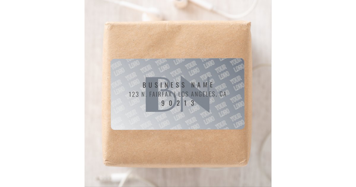 Any Logo Tiled | Grey Gradient Return Address Label | Zazzle