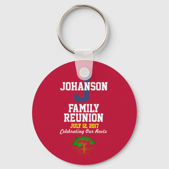 Any Name and Date Family Reunion Red Souvenir Keychain | Zazzle