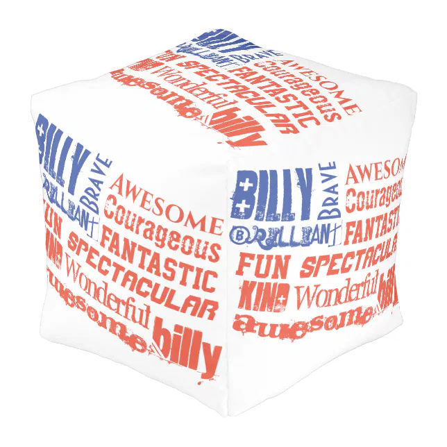 Any Name USA Flag You're Awesome Personalize Words Pouf | Zazzle