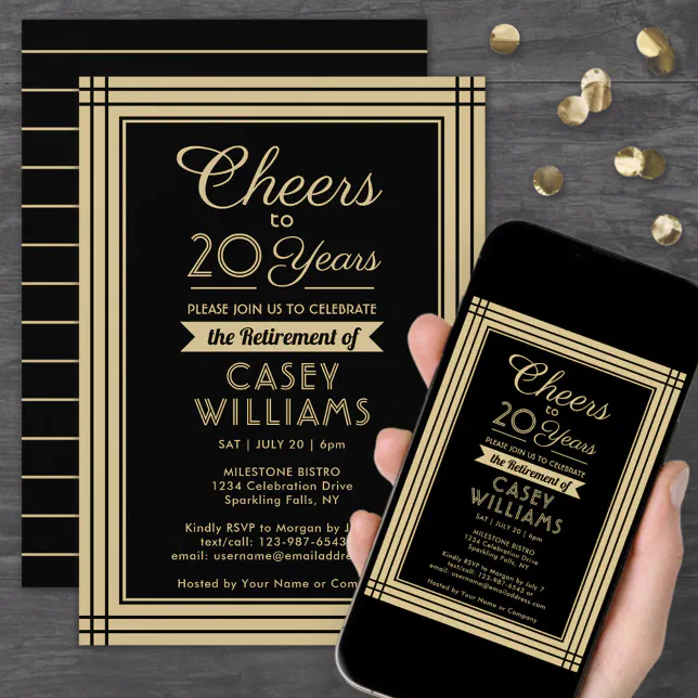 ANY Number Retirement Party Cheers Downloadable Invitation | Zazzle
