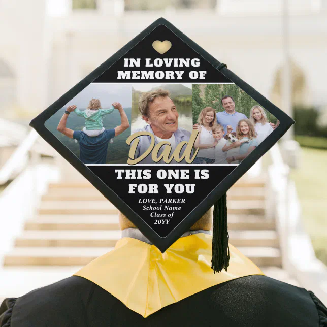 Any Quote Memorial Photo Collage In Loving Memory Graduation Cap Topper ...