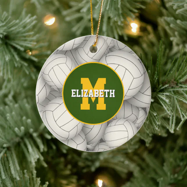 any school club fav team colors custom volleyball ceramic ornament | Zazzle