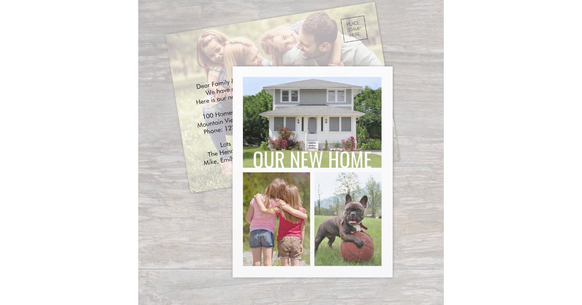 Any Text Change of Address 4 Photo Collage Moving Announcement Postcard ...