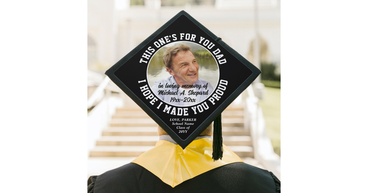 Any Text Memorial Tribute Photo Black & White Graduation Cap Topper ...