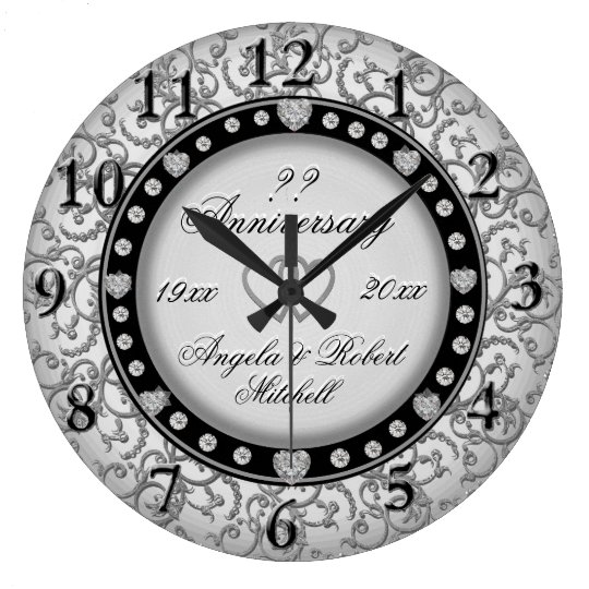Any Year Anniversary Silver Large Clock | Zazzle.com
