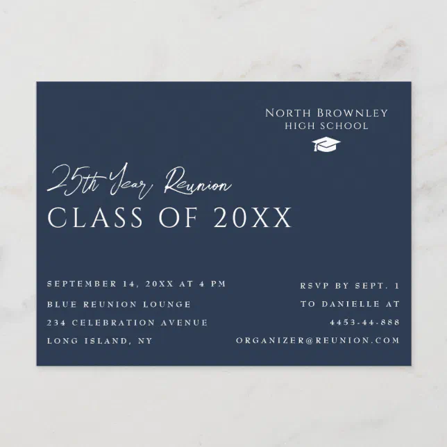 Any Year Class Reunion Design Invitation Postcard | Zazzle