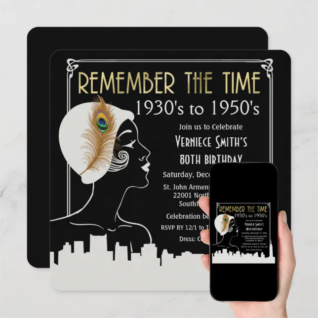 ANY YEAR - Flapper Girl Birthday Invitation | Zazzle