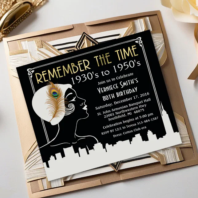 ANY YEAR - Flapper Girl Birthday Invitation | Zazzle