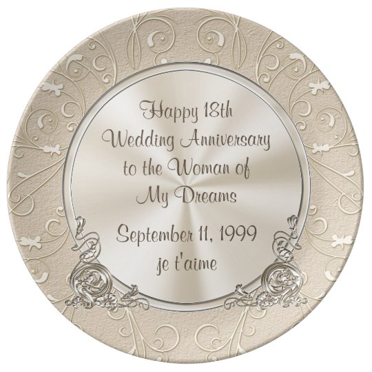 Any Year, Happy 18th Anniversary Plate | Zazzle.com