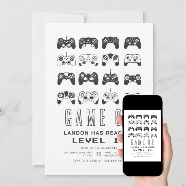 Any Year Minimalist Level Up Gamer Birthday Invitation | Zazzle