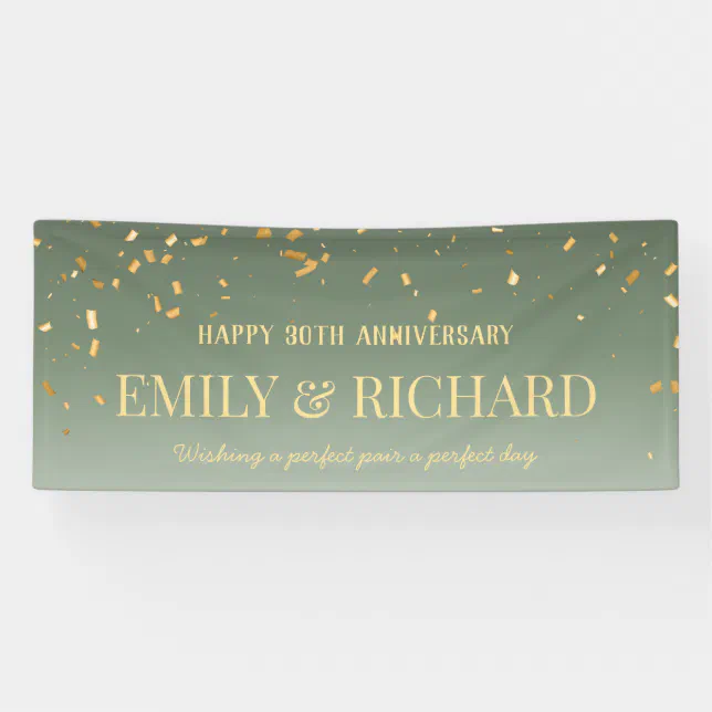 ANY YEAR Sage Gold Wedding Anniversary Banner | Zazzle