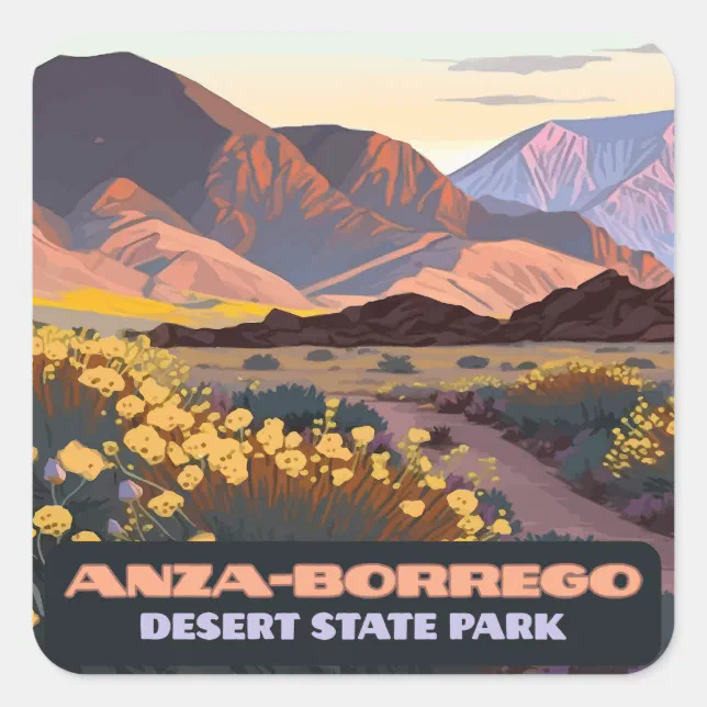 Anza Borrego Desert State Park California Square Sticker | Zazzle