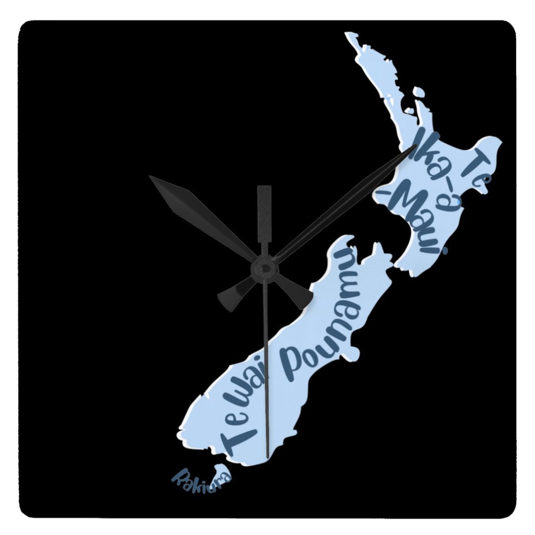 Aotearoa NZ Map, Islands in Māori language Square Wall Clock | Zazzle