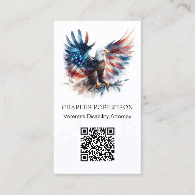 AP16 - QR Photo American Flag Bald Eagle Business Card | Zazzle