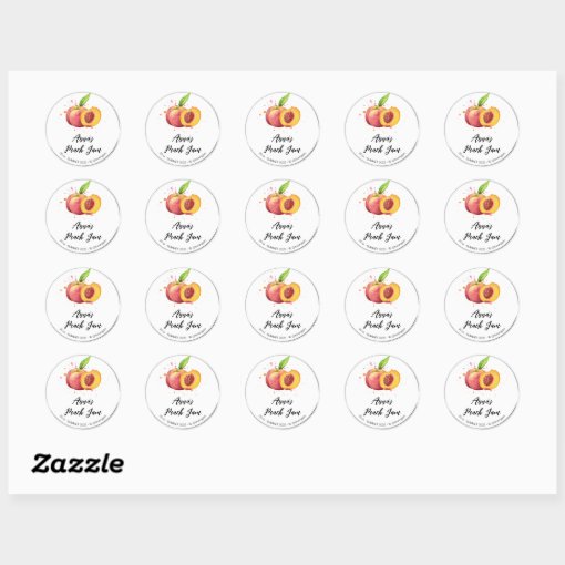 AP30 Peach Homemade Jelly Jam Preserves Classic Round Sticker | Zazzle