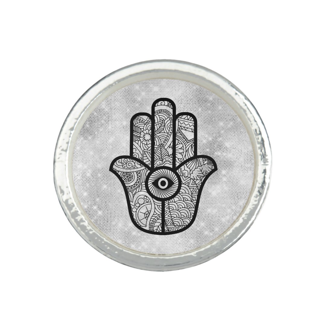 AP33 Hamsa Hand Evil Eye Henna Intention Ring | Zazzle