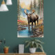 AP49 MOOSE Rocks Stream Forest Nature Poster | Zazzle