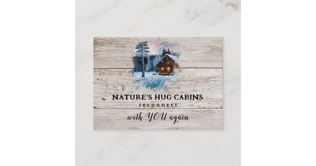 AP49 Rustic Cabin QR Wood Planks Winter Business Card | Zazzle
