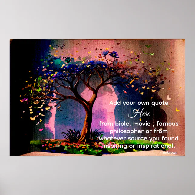 AP81 Artistic Tree Ethereal Calming DIY Quote Poster | Zazzle