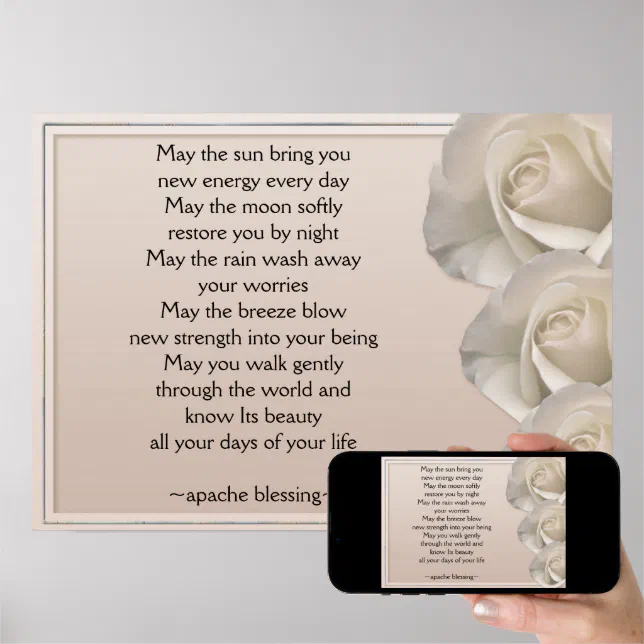 Apache Blessing-Ivory Roses Art Print Poster | Zazzle