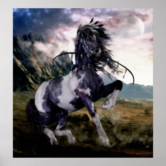 Apache Blue Painted Horse Poster | Zazzle