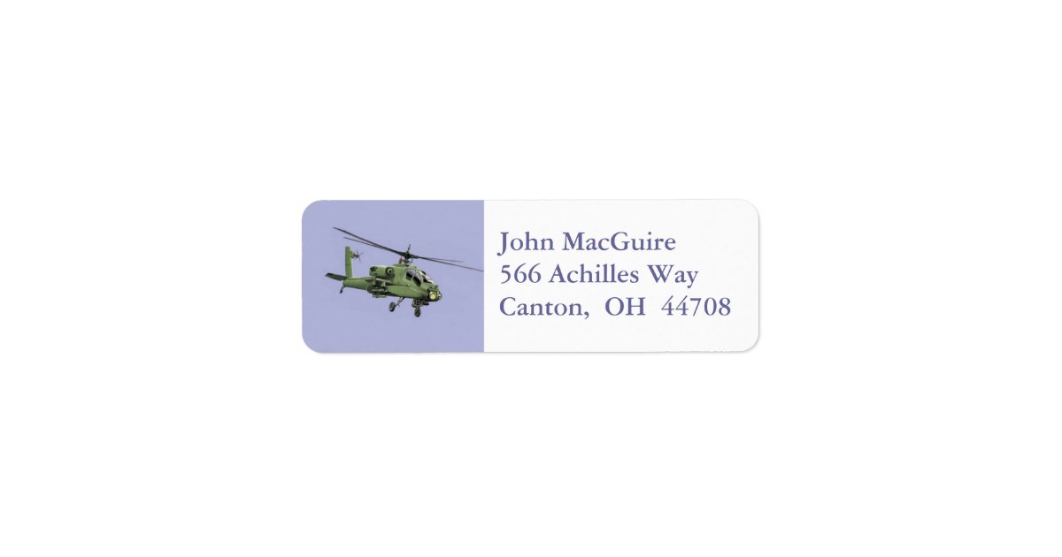 Apache Helicopter address label | Zazzle