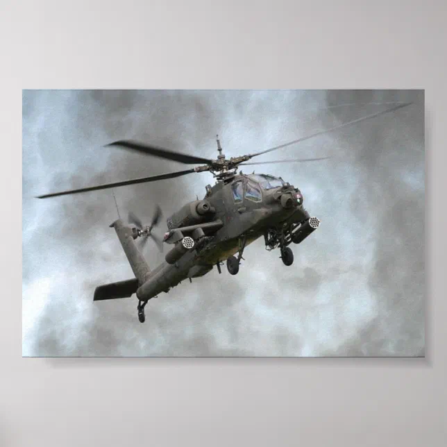 Apache Helicopter in the smoke Poster | Zazzle