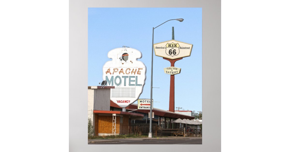 Apache Motel Sign, Tucumcari, New Mexico Poster | Zazzle